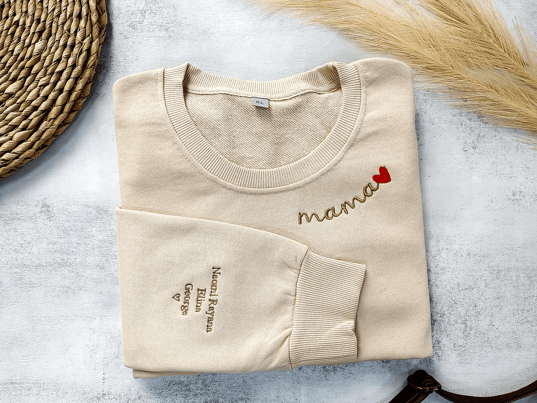 Custom Mama Embroidered Sweatshirt,Custom Mama Crewneck With Kids Name ...